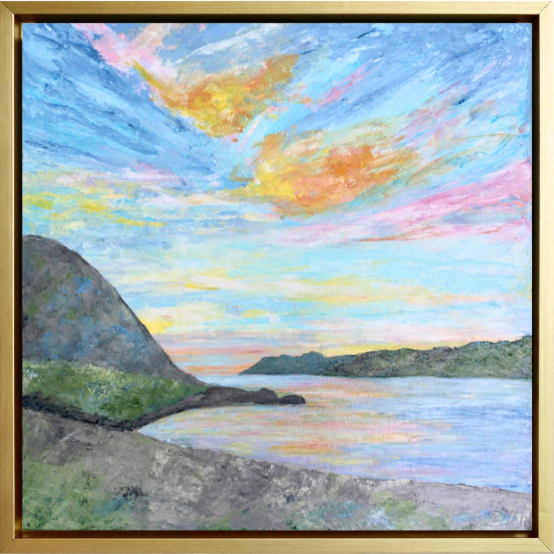 Abstract Coastal Sunset Painting: Original Kodiak Alaska Art in Gold ...