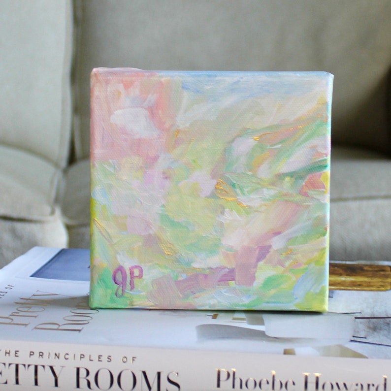 Preppy Abstract Art, Rainbow Swirl, 5 X 5, Colorful Painting, Preppy ...