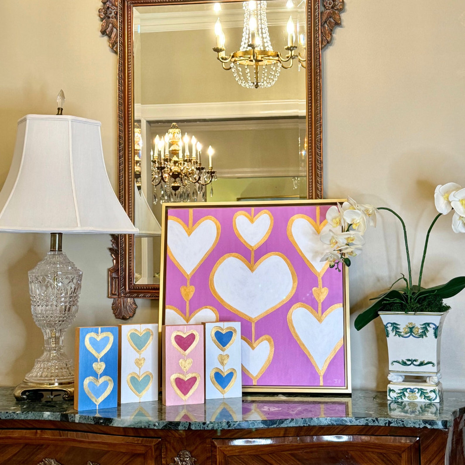 Heart Art Original, Heartstrings XV, 4 X 8, Modern Heart Painting ...