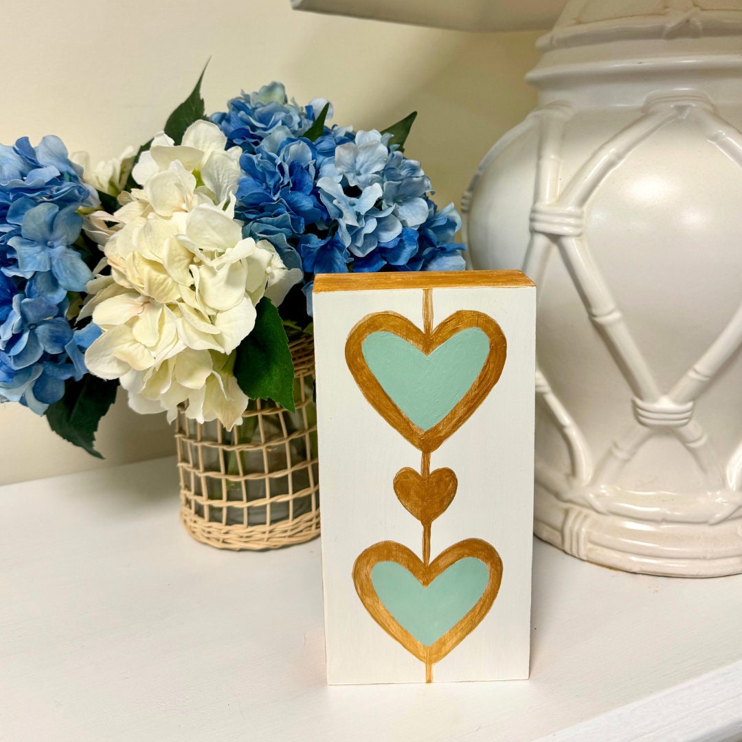 Heart Art Original, Heartstrings XV, 4 X 8, Green Gold Heart Painting ...