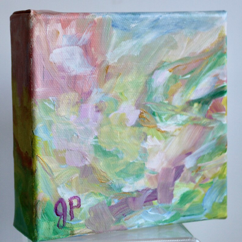 Preppy Abstract Art, Rainbow Swirl, 5 X 5, Colorful Painting, Preppy ...