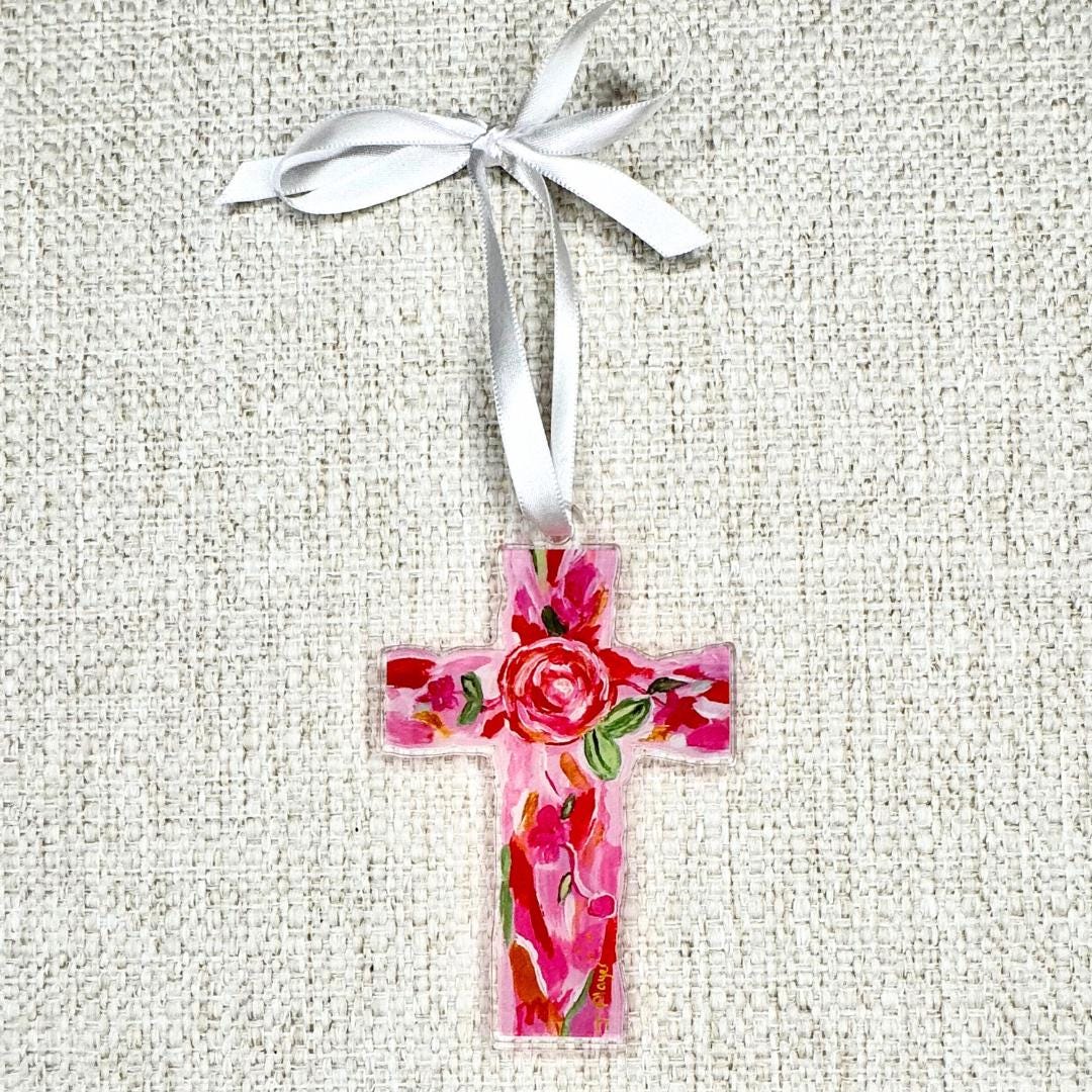 Floral Cross Ornament – Pink Christian Keepsake, Easter Gift - Etsy