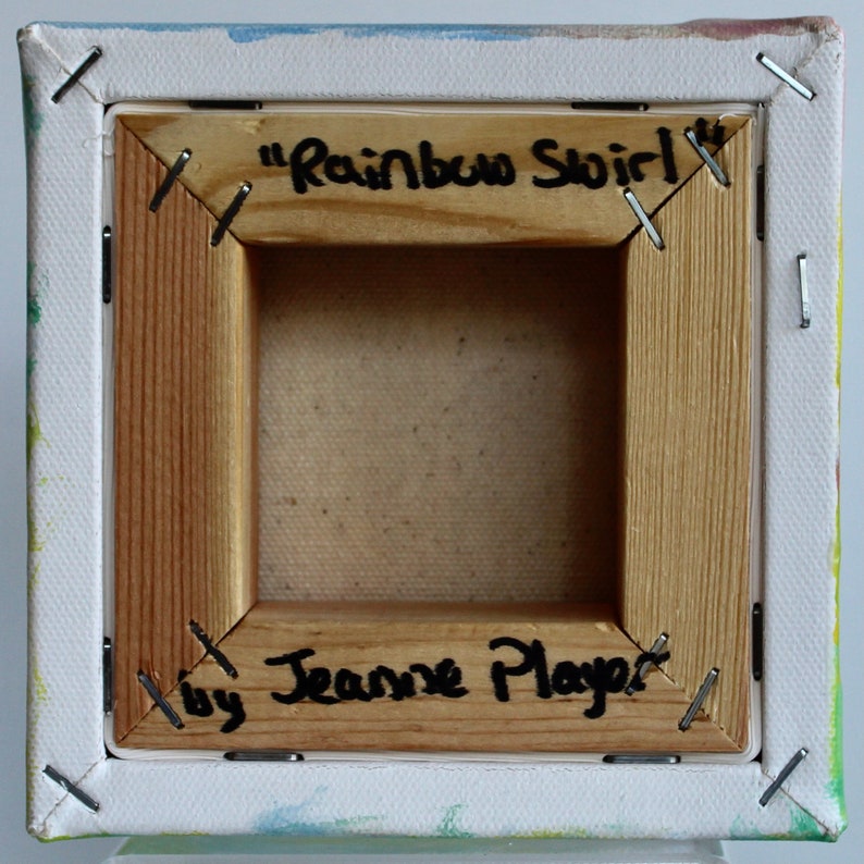 Preppy Abstract Art, Rainbow Swirl, 5 X 5, Colorful Painting, Preppy ...