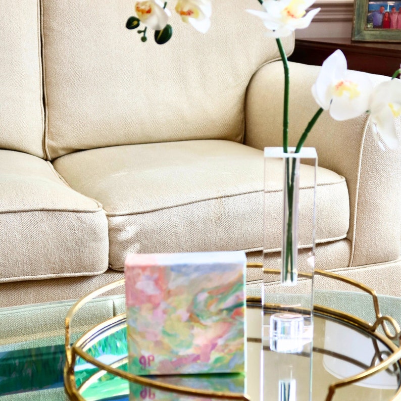 Preppy Abstract Art, Rainbow Swirl, 5 X 5, Colorful Painting, Preppy ...