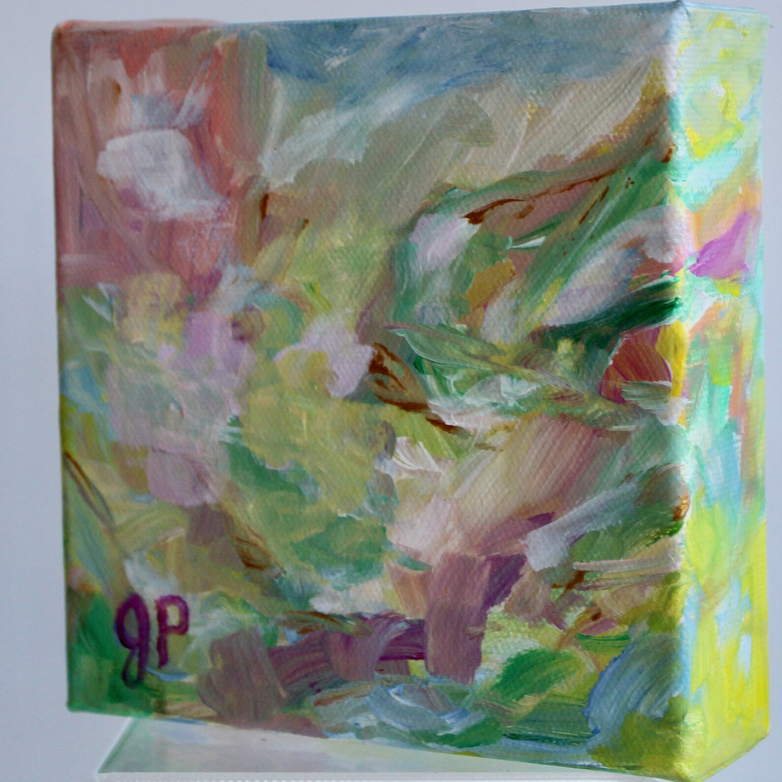 Preppy Abstract Art, Rainbow Swirl, 5 X 5, Colorful Painting, Preppy ...