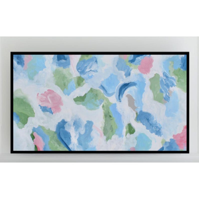 Preppy Abstract Art for Samsung Frame TV, Blue Green Pink and White ...
