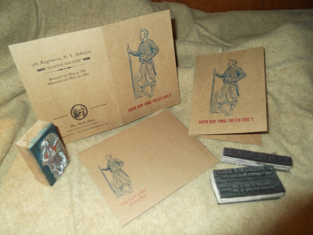 Civil War Letterpress Stationery, Fifth New York Duryee Zouaves (set of ...