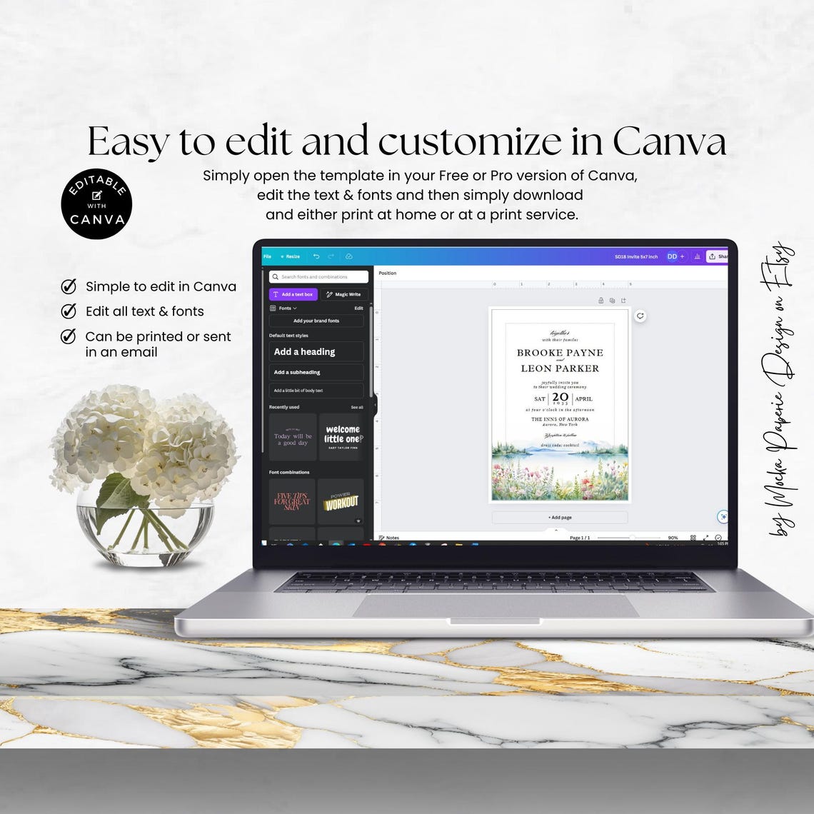 Classic Minimalist Wedding Invitation Template, Spring Lake Party Card ...