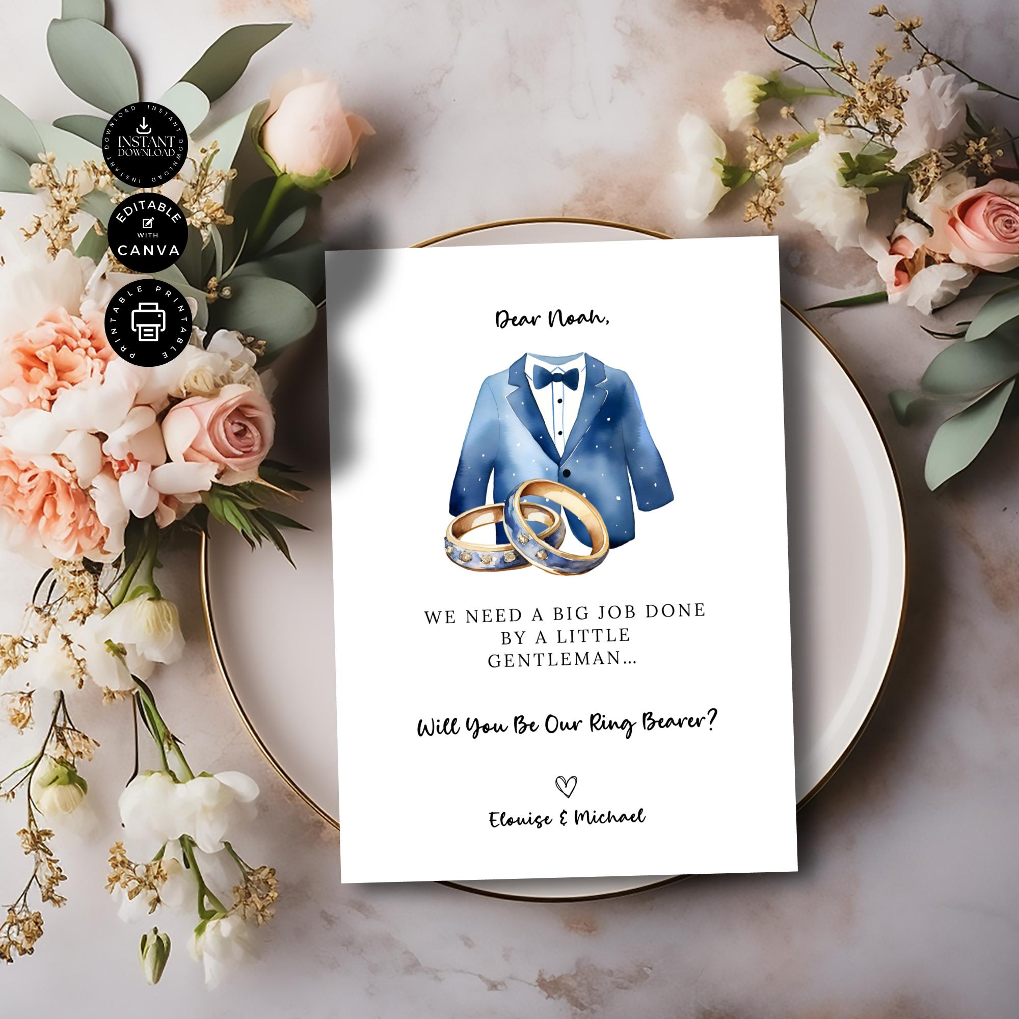 Classic Will You Be Our Ring Bearer Template, Modern Wedding Ring ...