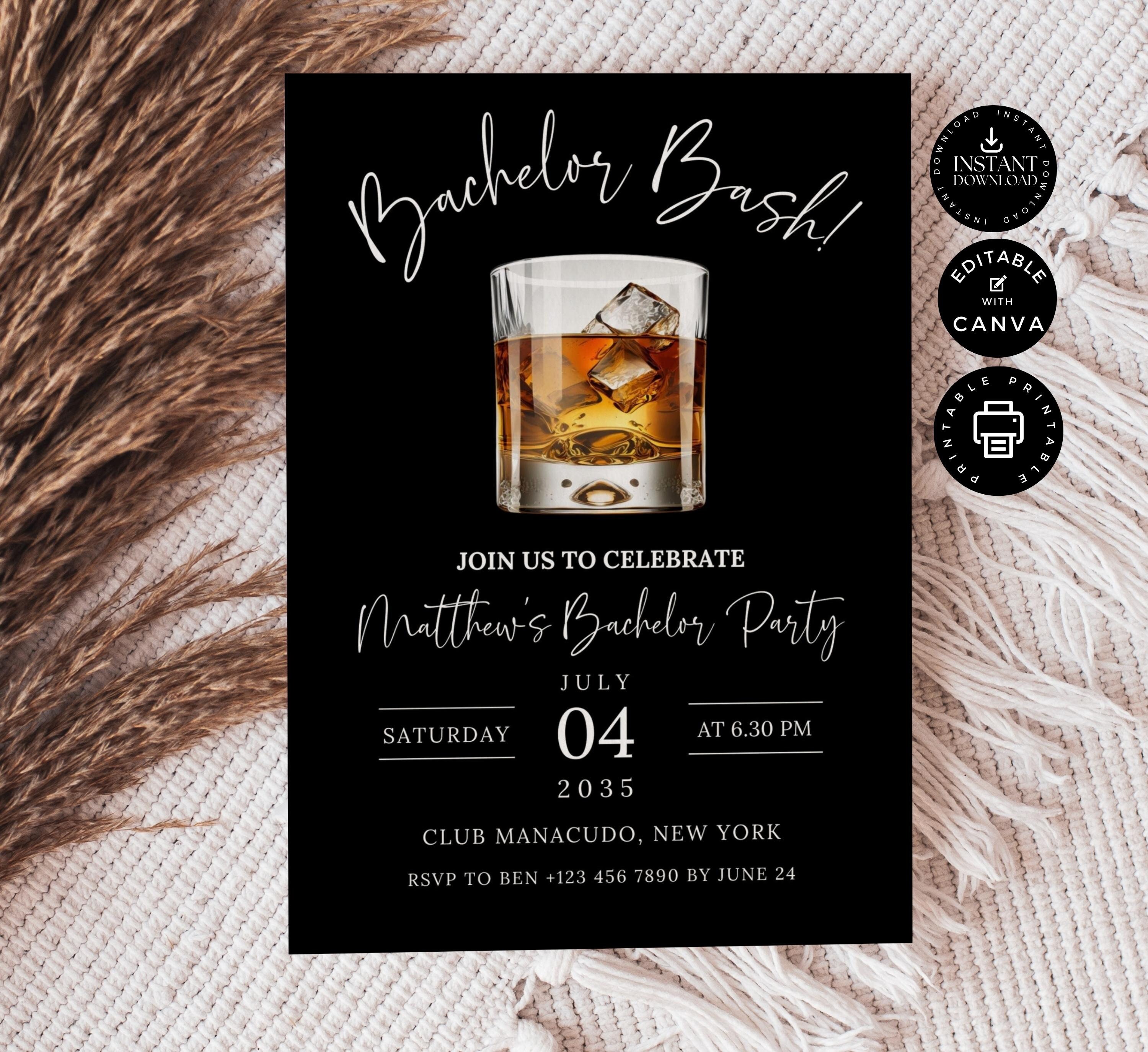 Bachelor Party Invitation Template, Modern Minimalist Invite, Stag ...