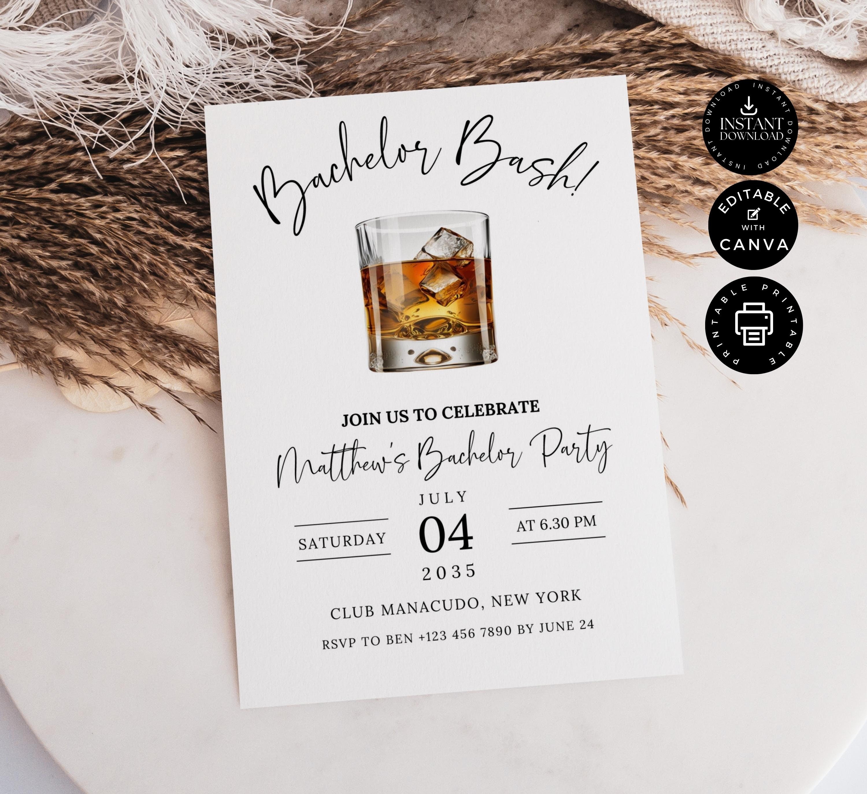 Bachelor Party Invitation Template, Modern Minimalist Invite, Stag ...
