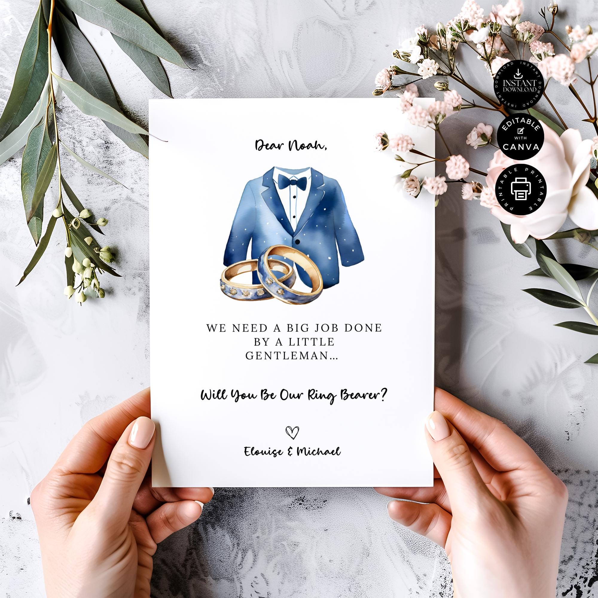 Classic Will You Be Our Ring Bearer Template, Modern Wedding Ring ...