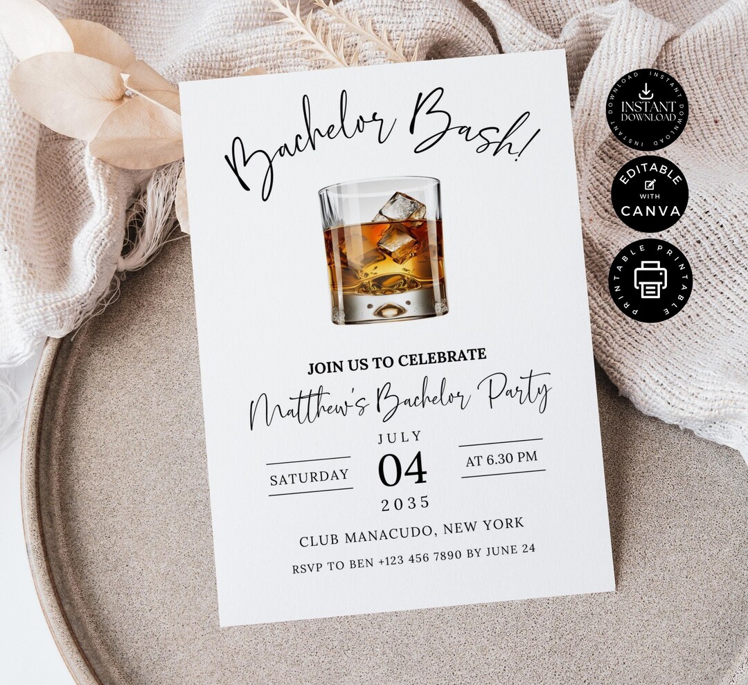 Bachelor Party Invitation Template, Modern Minimalist Invite, Stag ...