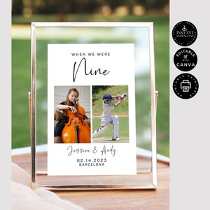 Wedding Table Numbers With Photo Template Age When We Were - Etsy