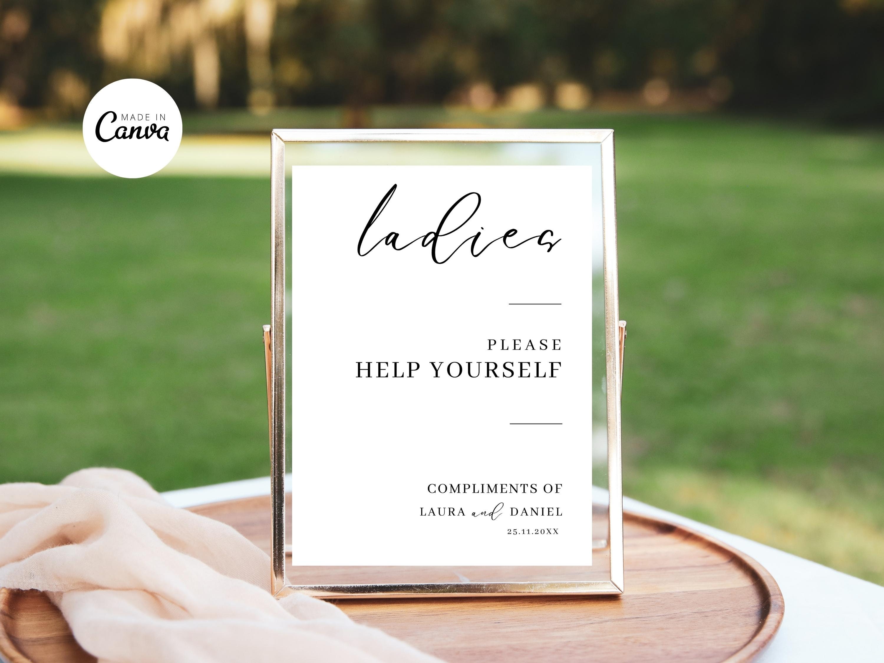 Modern Wedding Ladies Room Sign, Bathroom Signage Template ...