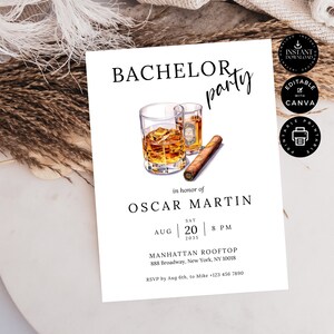 Bachelor Party Invitation Template, Modern Minimalist Invite, Stag ...