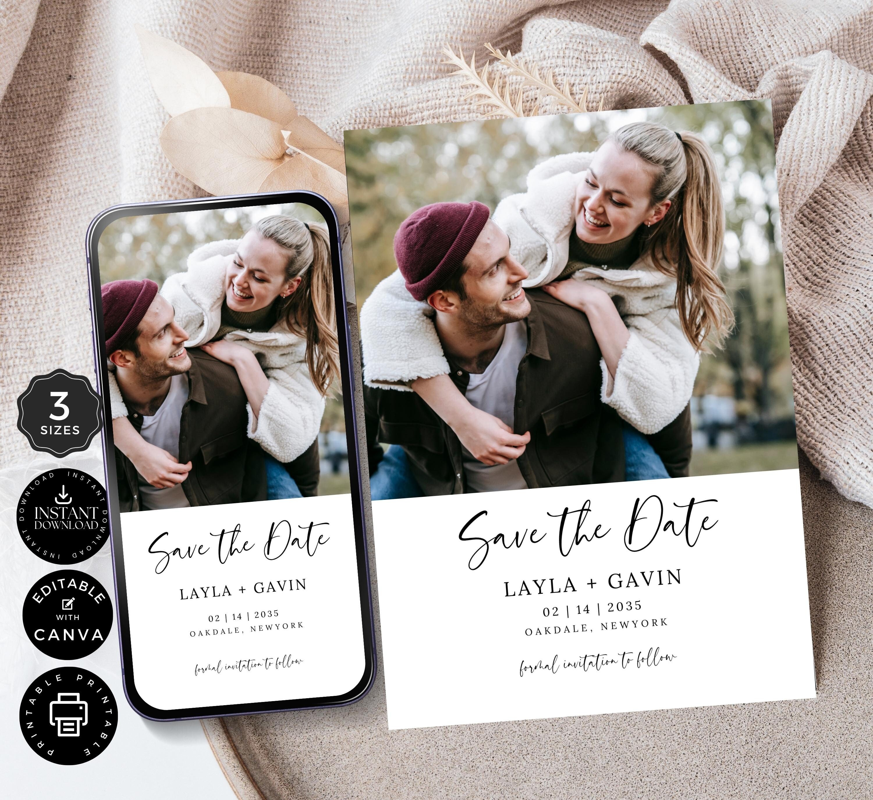 Save the Date Couple Photo Invitation Template, Modern Invite & Evite ...