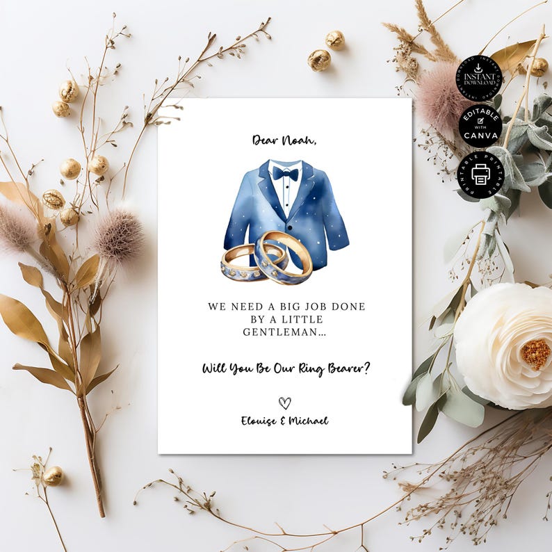 Classic Will You Be Our Ring Bearer Template, Modern Wedding Ring ...