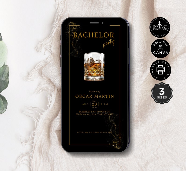 Bachelor Party Evite Template, Modern Minimalist Grey Stag Invite ...