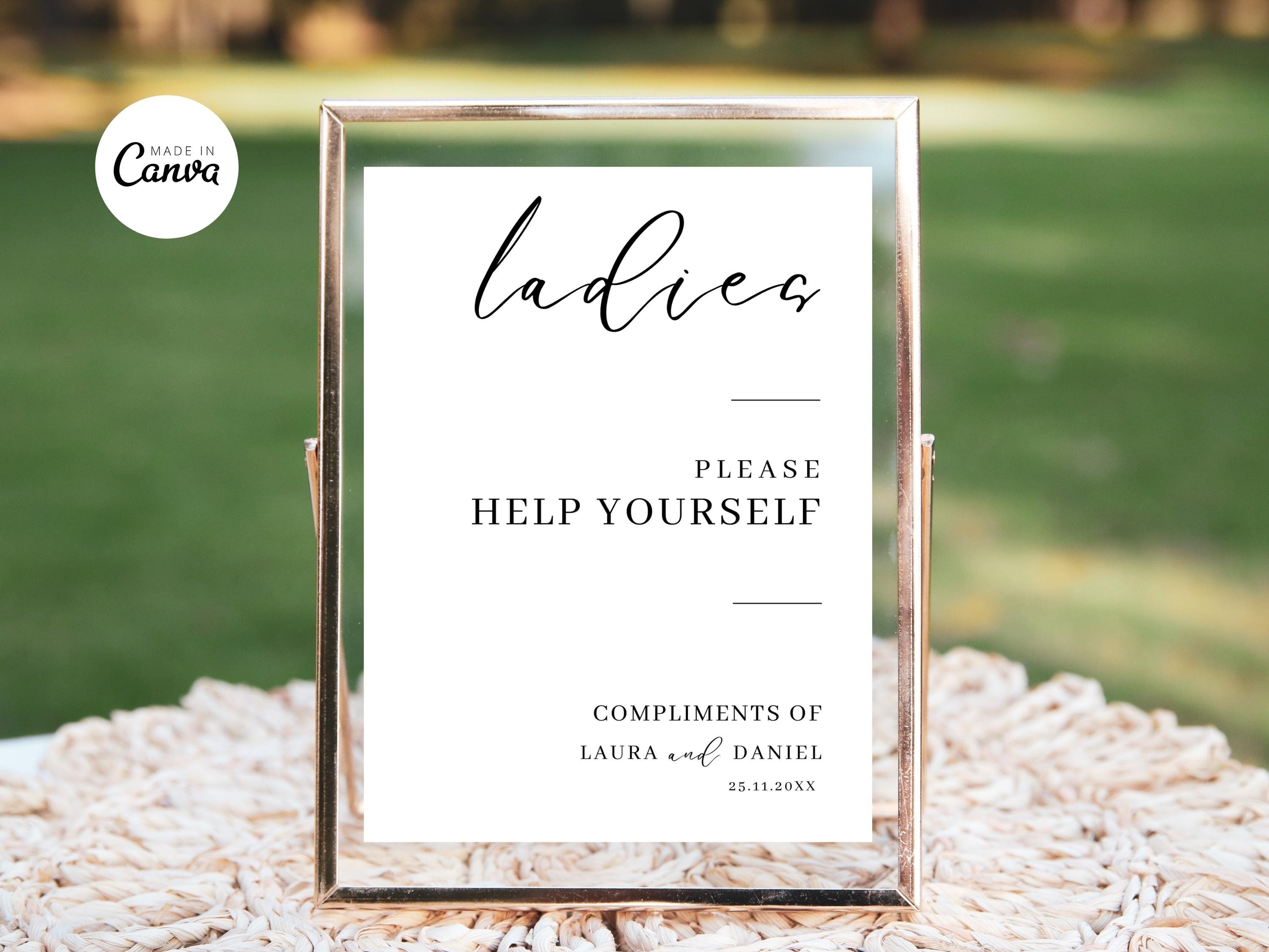 Modern Wedding Ladies Room Sign, Bathroom Signage Template ...