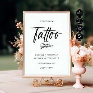 Modern Wedding Tattoo Station Sign, Temporary Ink, Wedding Favor Gifts ...