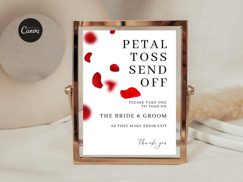 Modern Wedding Confetti, Rose Petal Send off Sign Template, Classic ...
