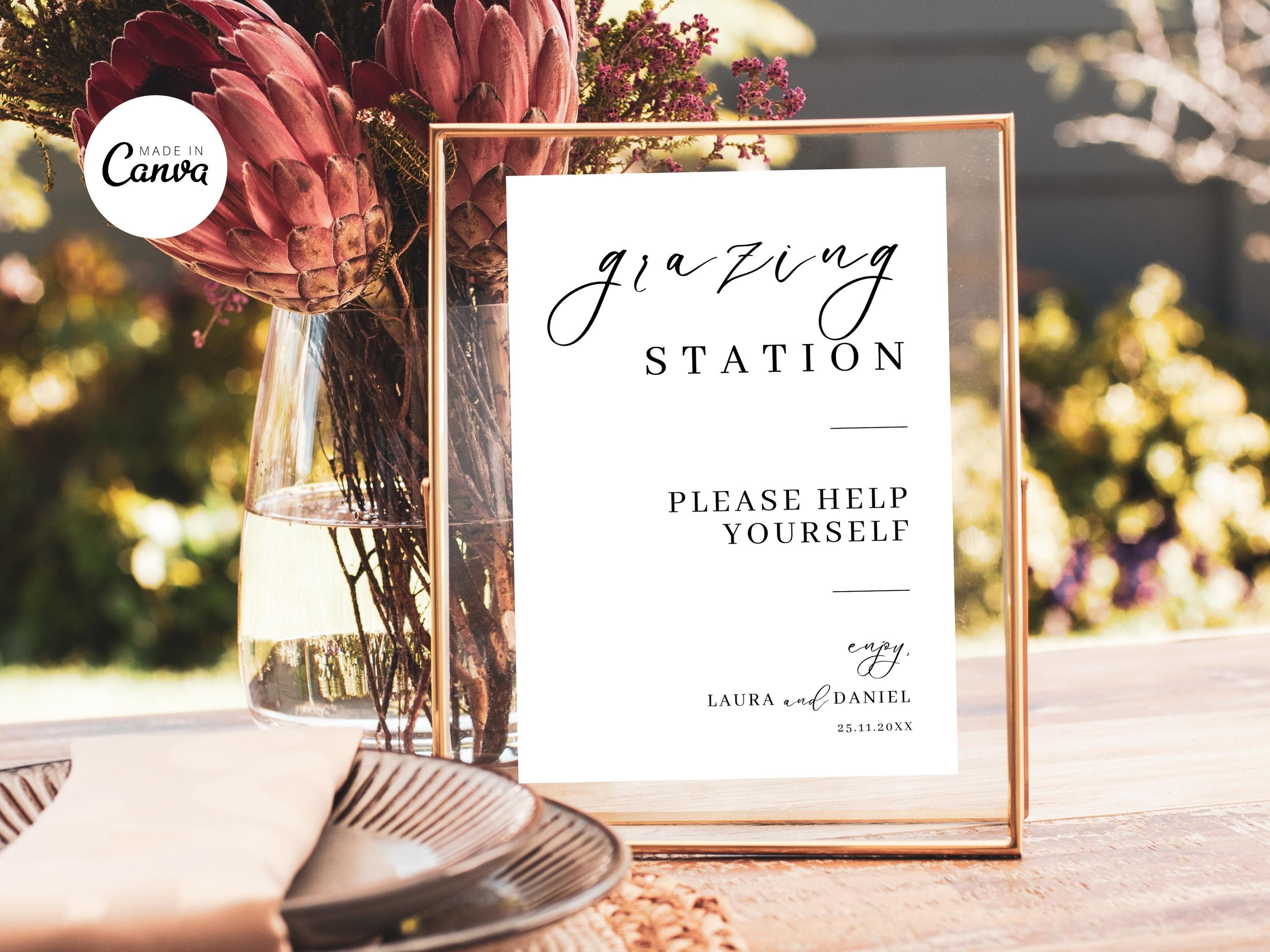 Modern Wedding Grazing Table Sign Template, Table Decor, Food Party ...