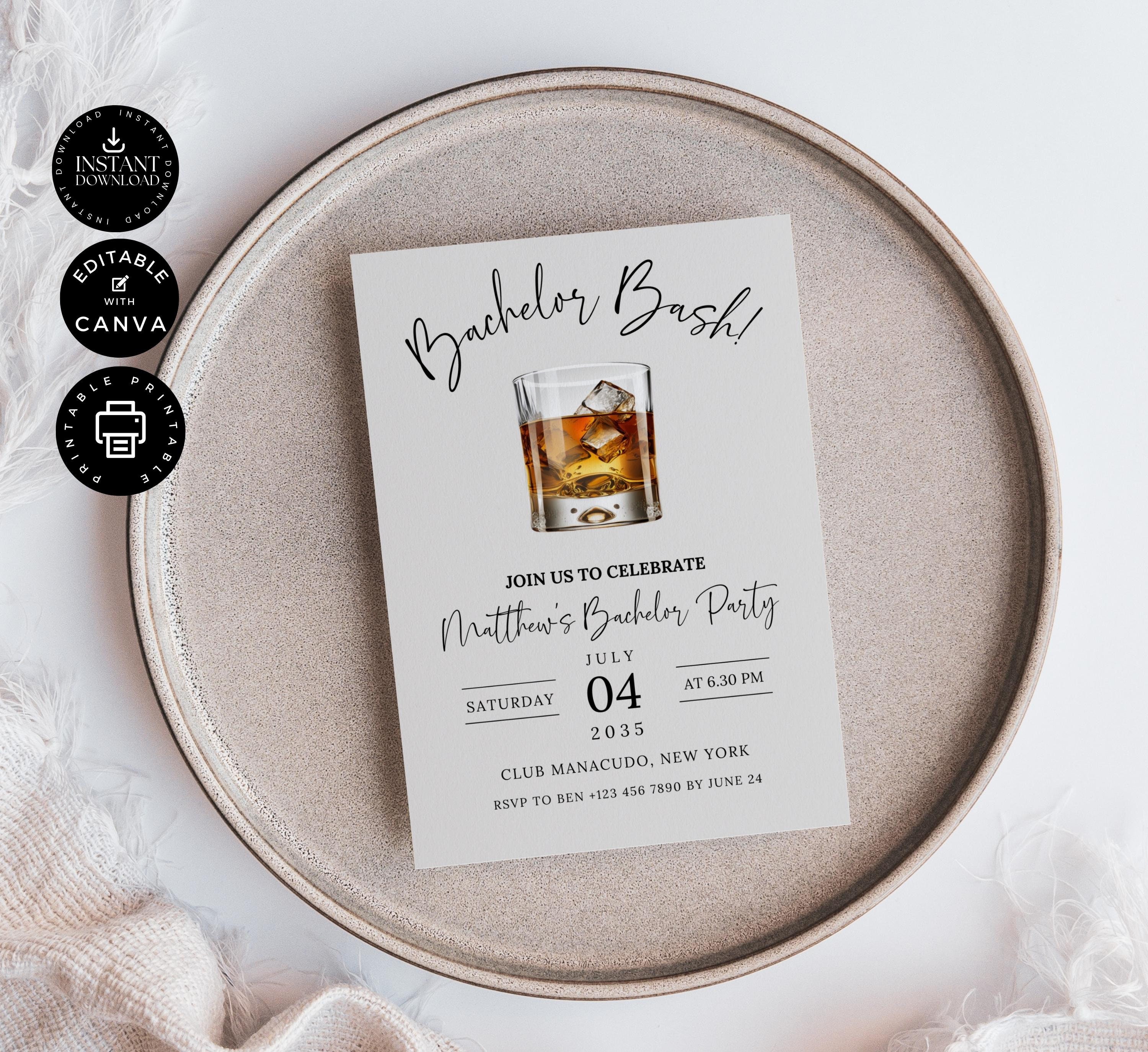 Bachelor Party Invitation Template, Modern Minimalist Invite, Stag ...