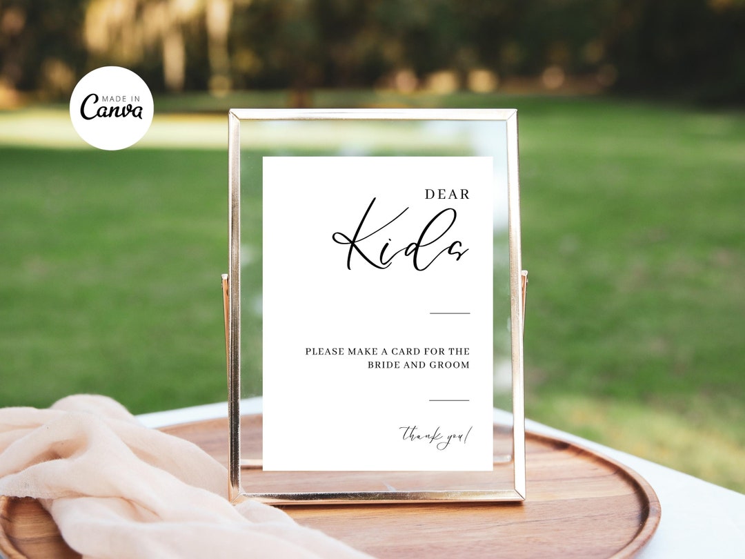 Modern Wedding Favor, Kids Activity Sign, Make a Card for the Bride and ...