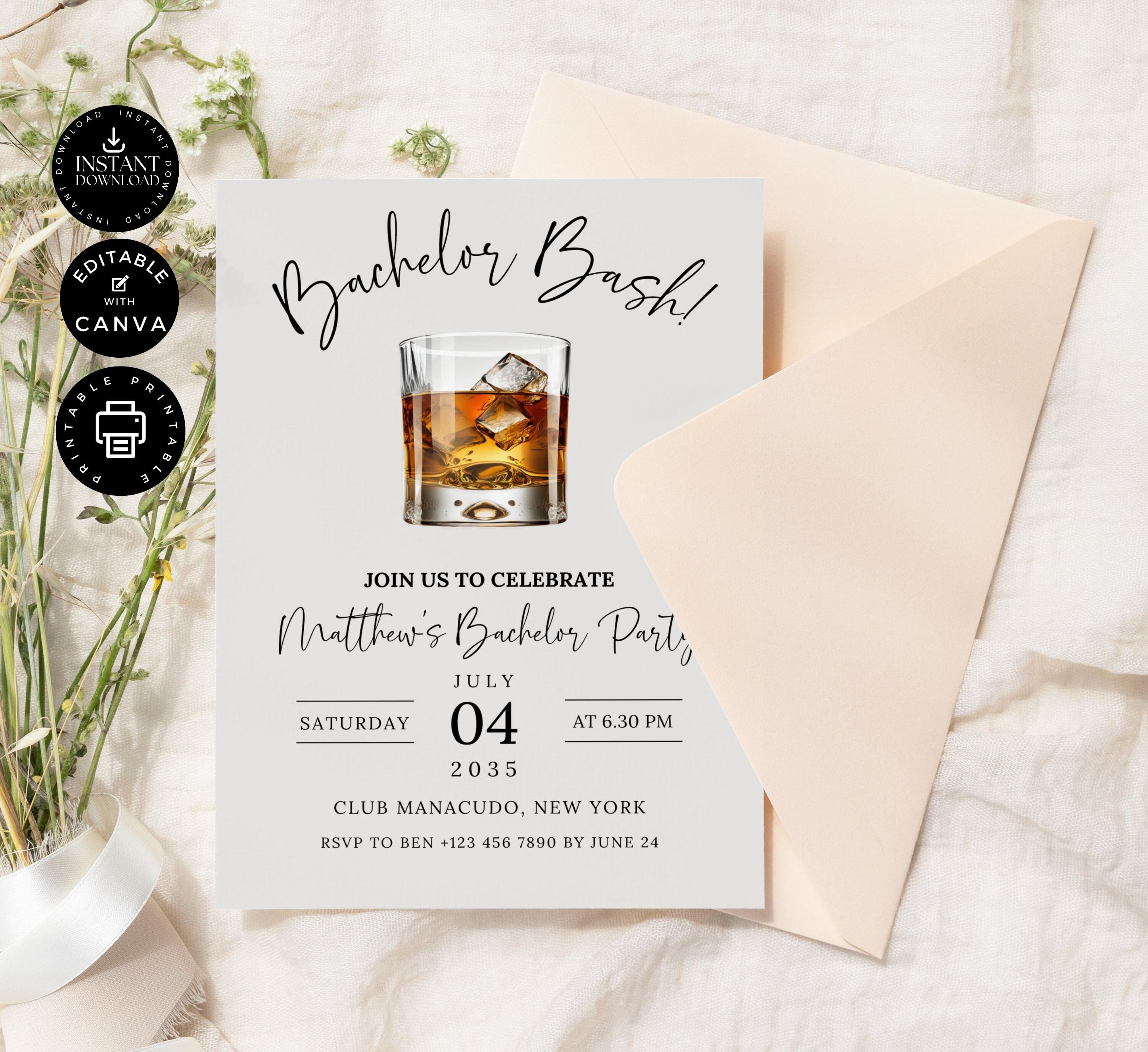 Bachelor Party Invitation Template, Modern Minimalist Invite, Stag ...