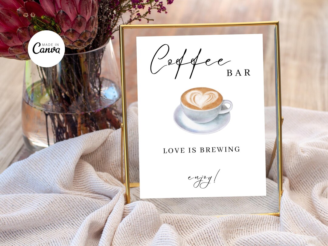 Modern Wedding Coffee Bar Sign, Printable Signage, Bridal Baby Shower ...