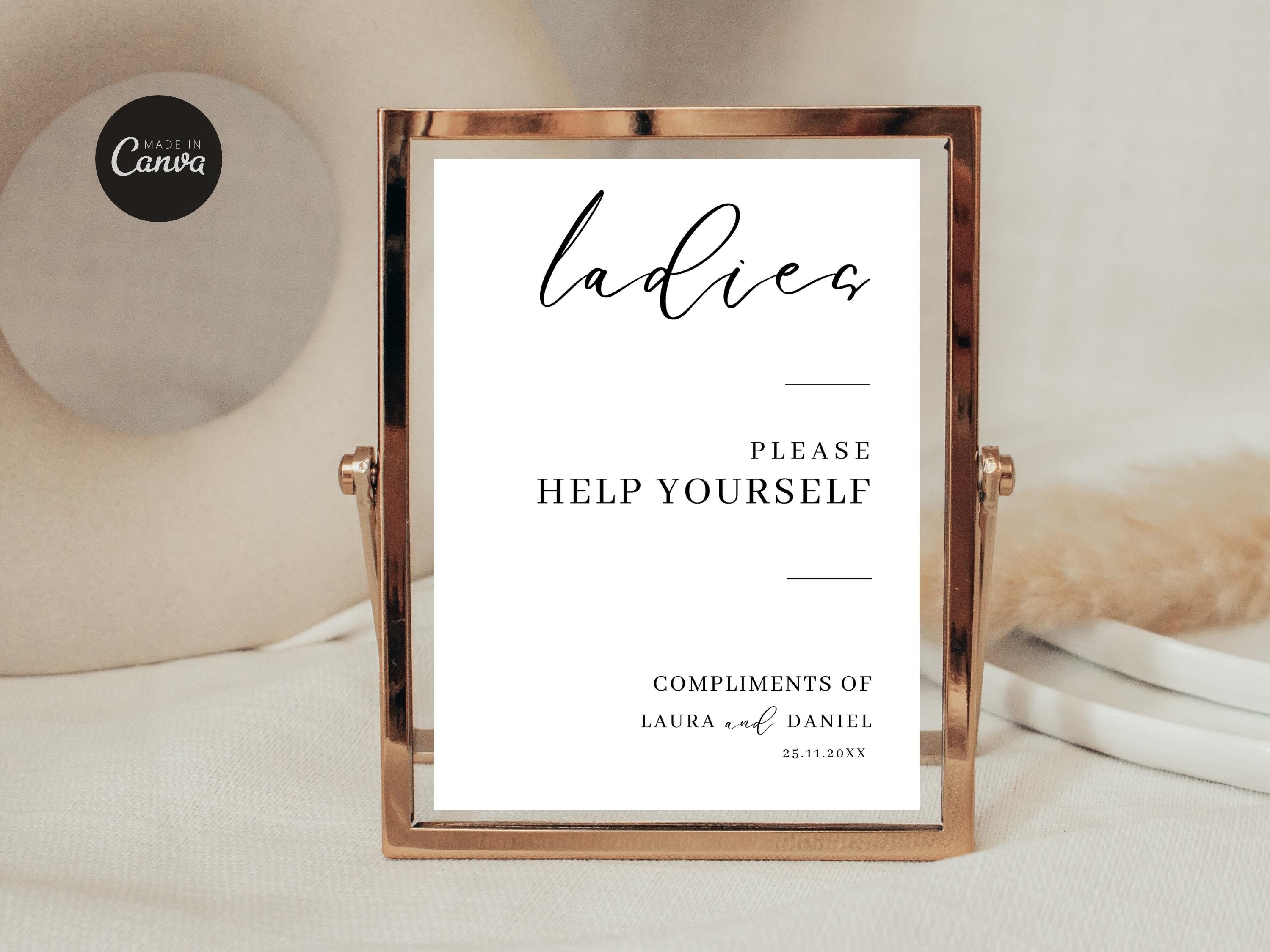 Modern Wedding Ladies Room Sign, Bathroom Signage Template ...