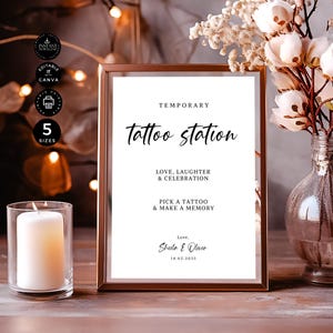 Modern Wedding Tattoo Station Sign, Temporary Ink, Wedding Favor Gifts ...
