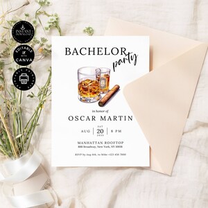 Bachelor Party Invitation Template, Modern Minimalist Invite, Stag ...