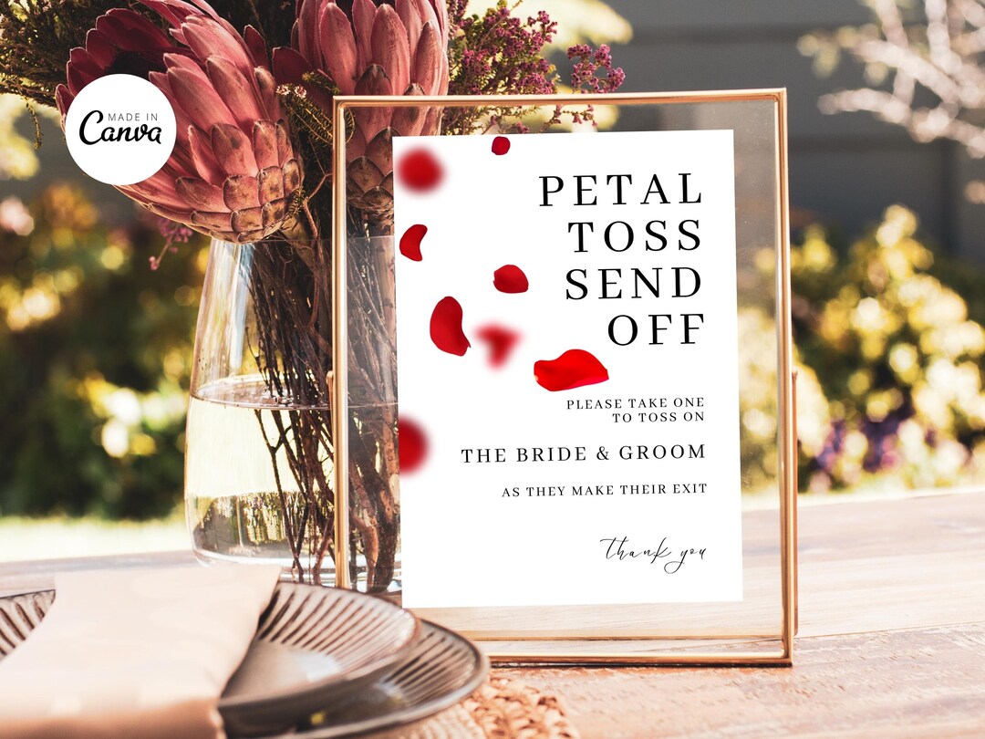 Modern Wedding Confetti, Rose Petal Send off Sign Template, Classic ...