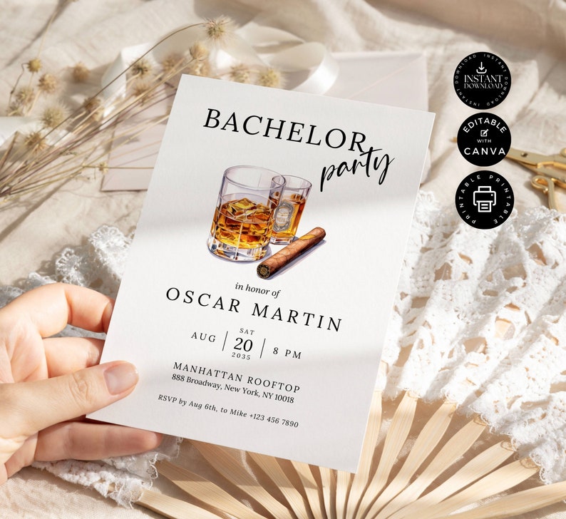 Bachelor Party Invitation Template, Modern Minimalist Invite, Stag ...