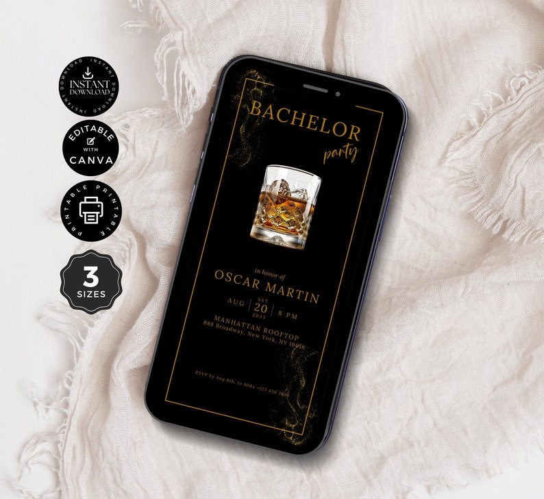 Bachelor Party Evite Template, Modern Minimalist Grey Stag Invite ...