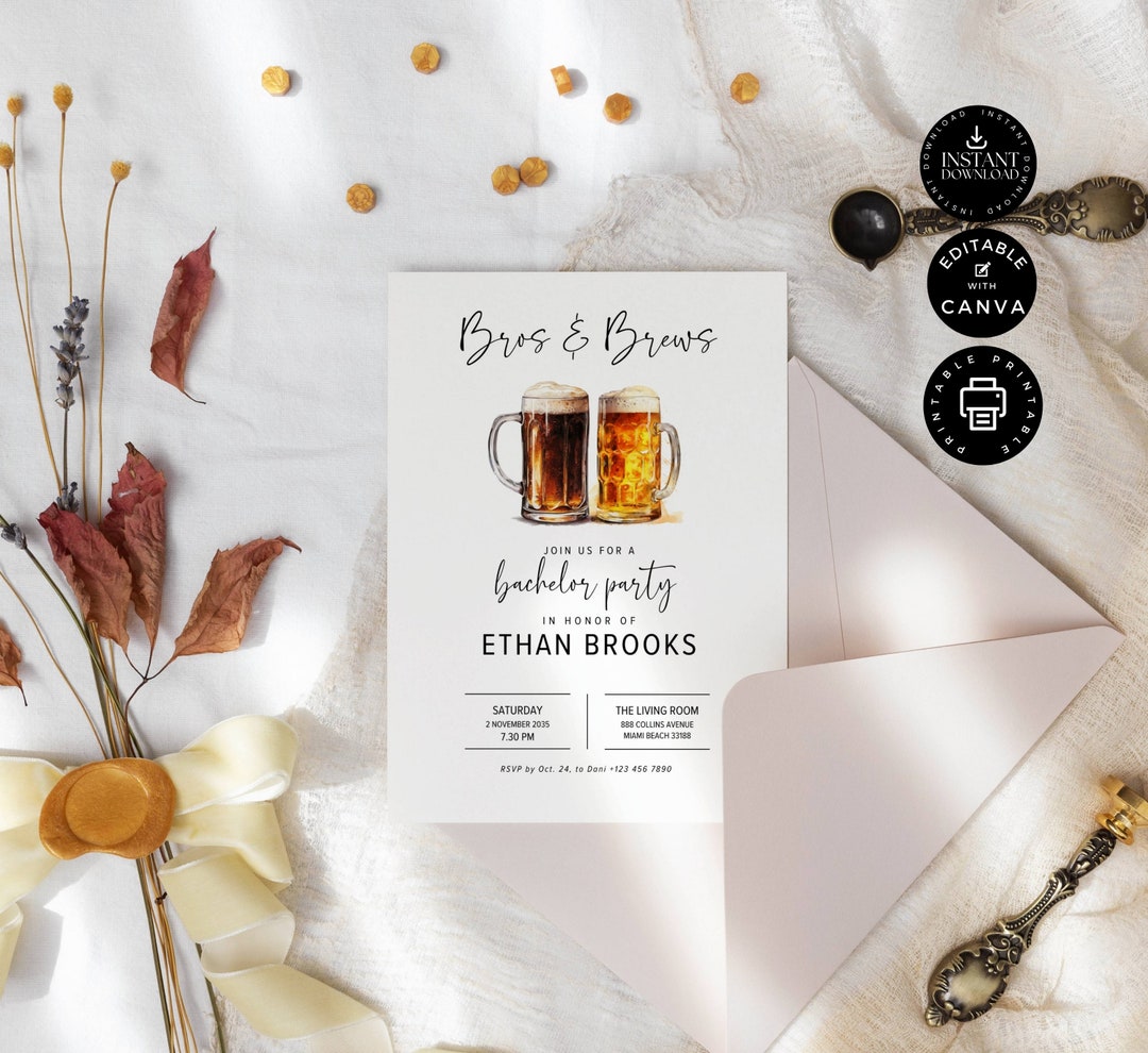 Bachelor Party Invitation Template, Modern Minimalist Invite, Stag ...