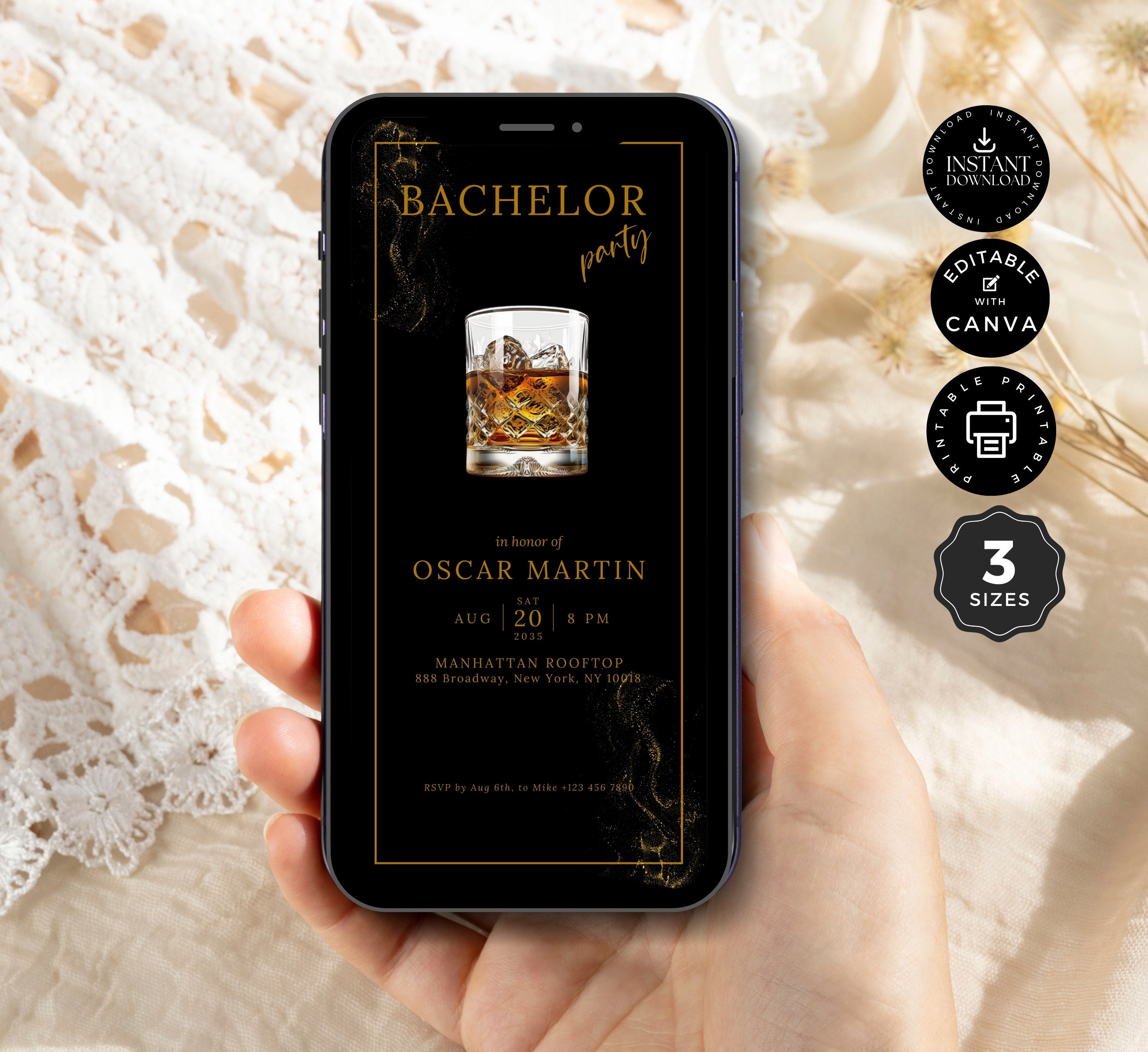 Bachelor Party Evite Template, Modern Minimalist Grey Stag Invite ...