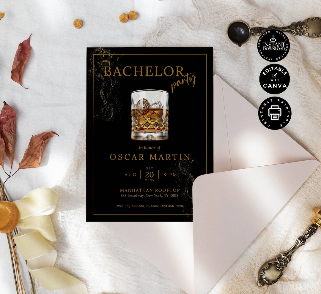 Bachelor Party Invitation Template, Modern Minimalist Invite, Stag ...