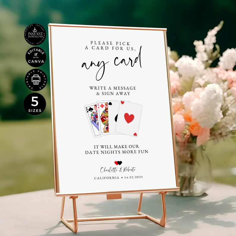 Modern Playing Cards Guest Book, Wedding Sign Template, Please Sign Our ...