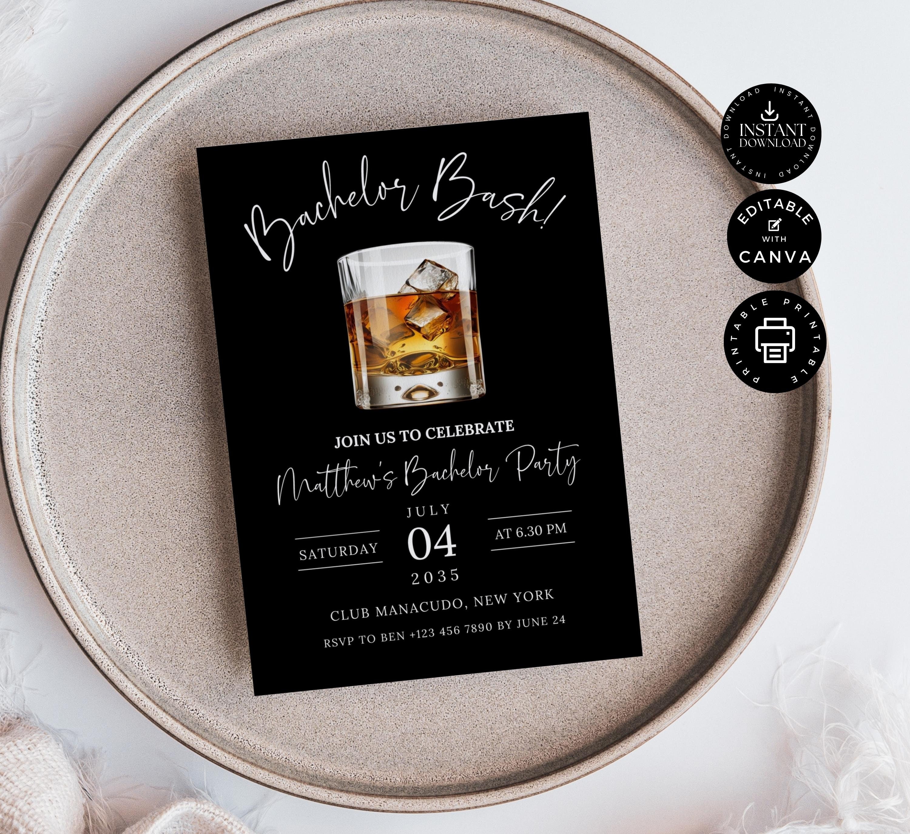 Bachelor Party Invitation Template, Modern Minimalist Invite, Stag ...