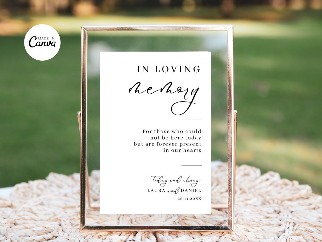 Classic Minimalist Wedding Memorial Sign, in Loving Memory, Modern ...