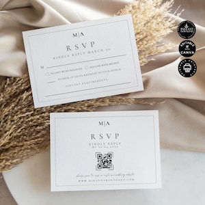 Minimalist QR Code & Traditional Wedding RSVP Card Template, Modern ...