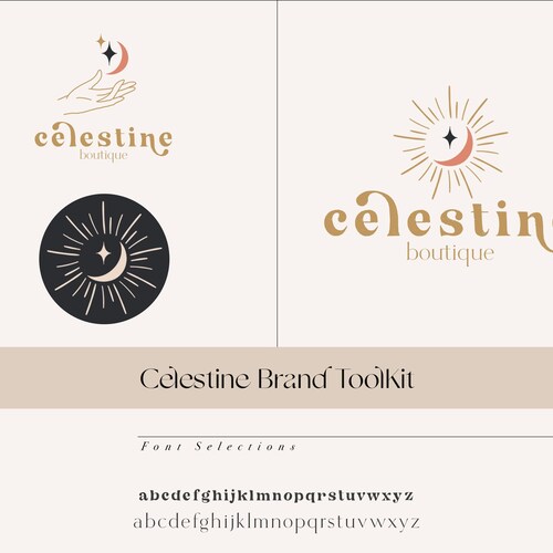 Celestial Magic Handdrawn Logo & Branding Elements Florals | Etsy