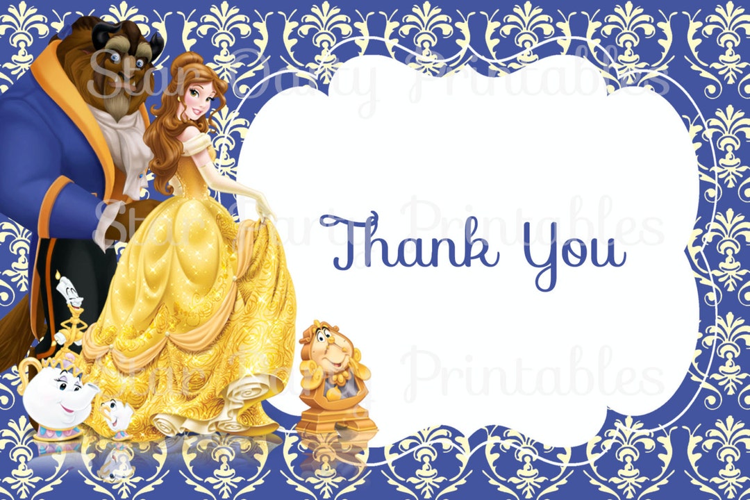 Belle, Beauty & the Beast Thank You Card, Disney Princess, Kid's ...