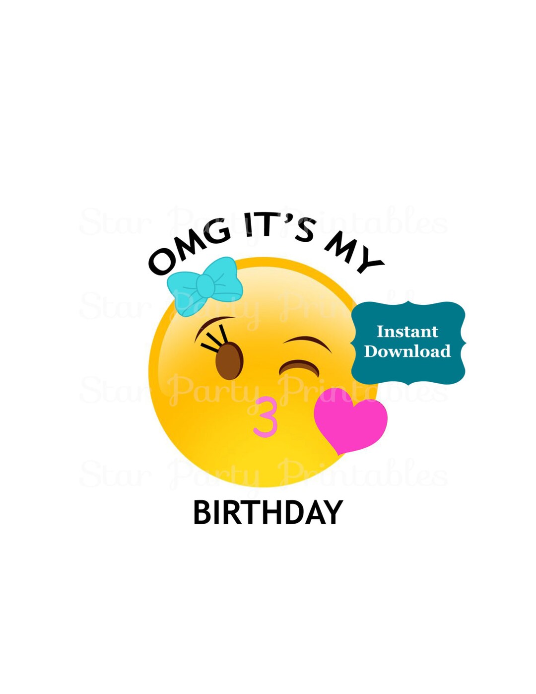 Instant Download, Emoji, Emoticon, Kissy Face, Emoji Party, Emoji ...