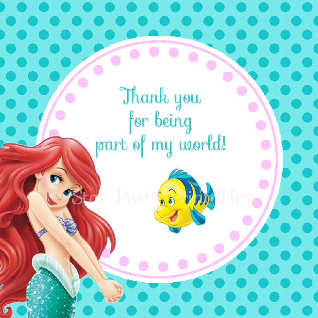 Instant Download Ariel, Little Mermaid, Favor Tags, Thank You Tags ...