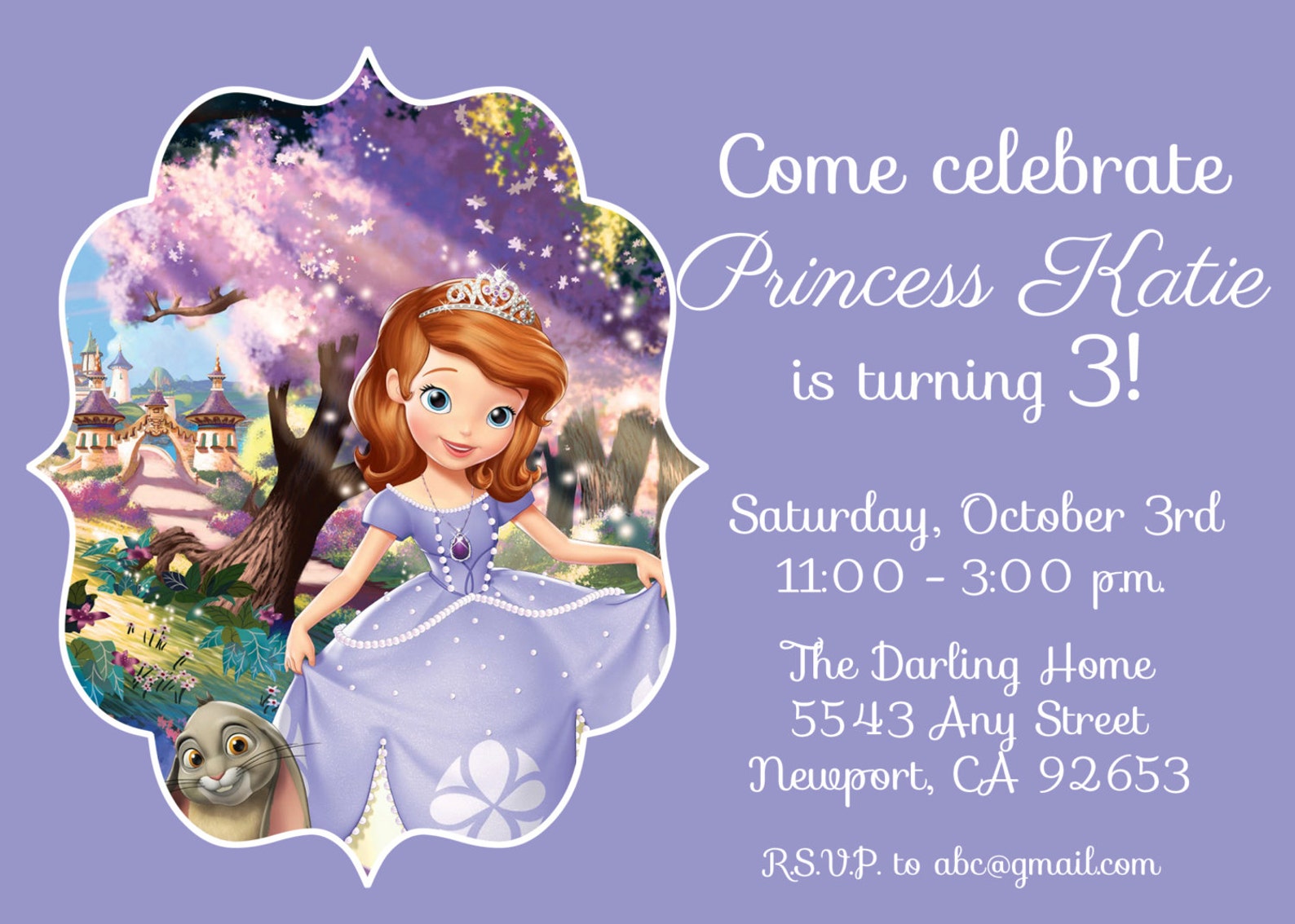 Sofia the First Invitation Kid's Birthday Party Invite - Etsy