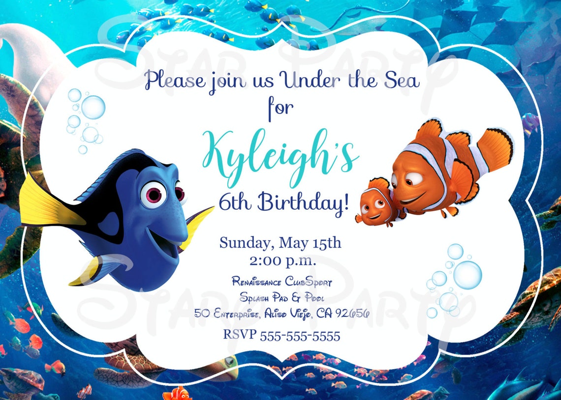 Finding Dory Dory Nemo Birthday Invitation Kid's | Etsy